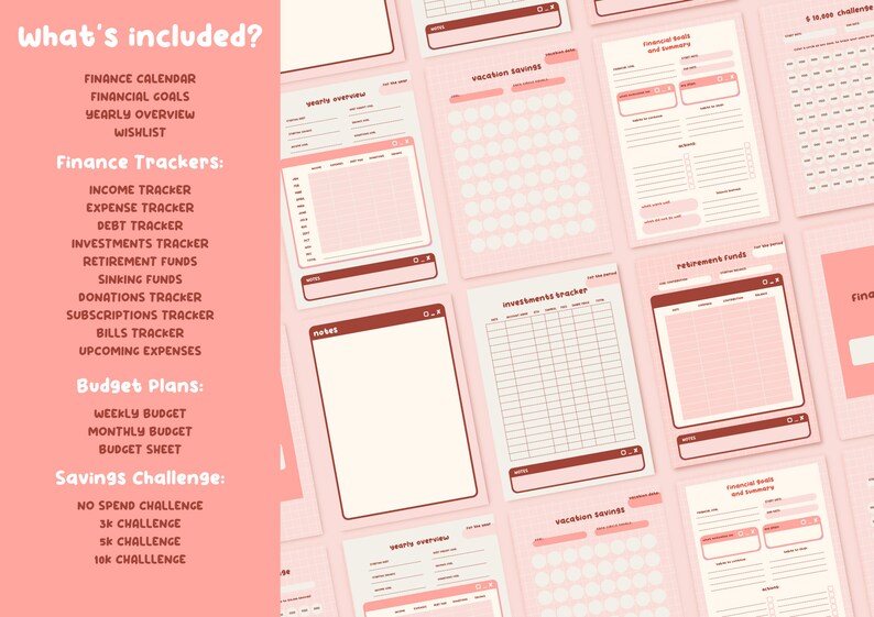 Pink Budget Planner Kit: Monthly Finance Tracker (digital Download) - Etsy