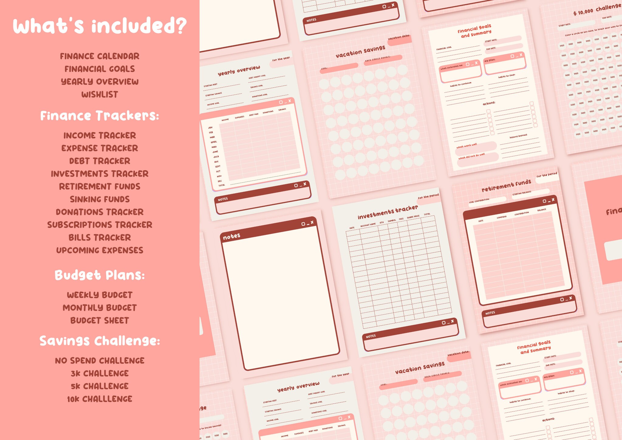 Printable Budget Planner Bundle Pink Budget Planner Kit - Etsy