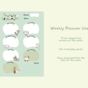 Cat Daily Planner, Weekly Planner, Monthly Planner | Kawaii Planner ...