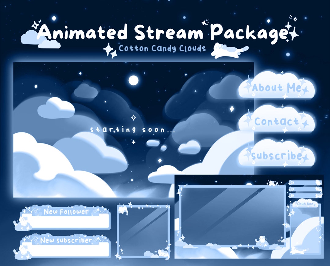 Animated Blue Stream Overlay for Twitch Youtube Lofi - Etsy Canada
