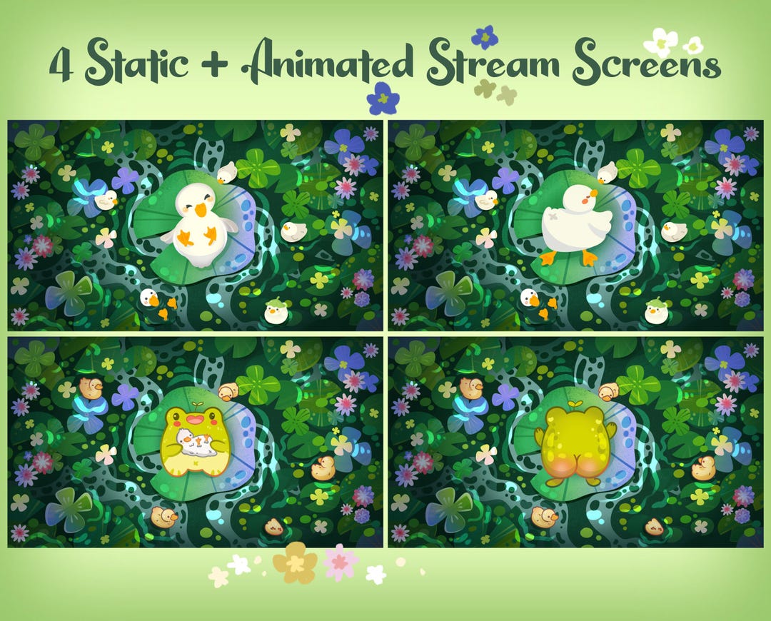Animated Frog & Duck Twitch Screens: Cozy Lofi Stream Overlay (digital ...