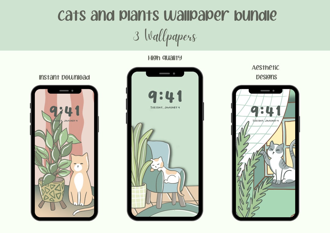Cute Cat Wallpaper Bundle | iPhone Wallpaper Bundle | IOS Wallpapers | iPhone Homescreen ...