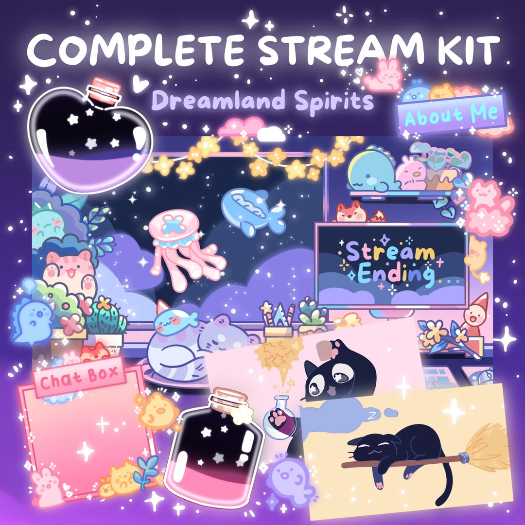 Celestial Animated Stream Overlay: Cozy Twitch Package, Vtuber Assets ...