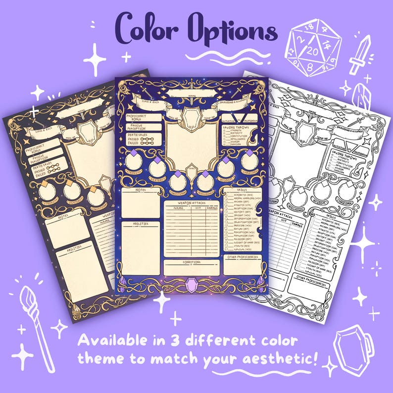 Dreambound: Dnd 5e Character Sheets | Printable Dungeons and Dragons PDF - Etsy UK