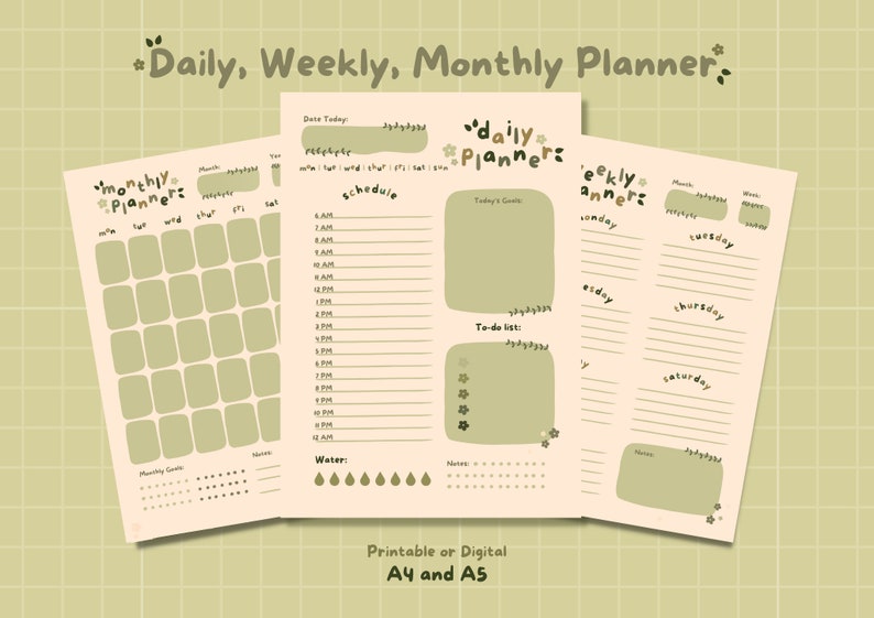 Cute Printable Planner | Daily Planner, Weekly Planner, Monthly Planner ...