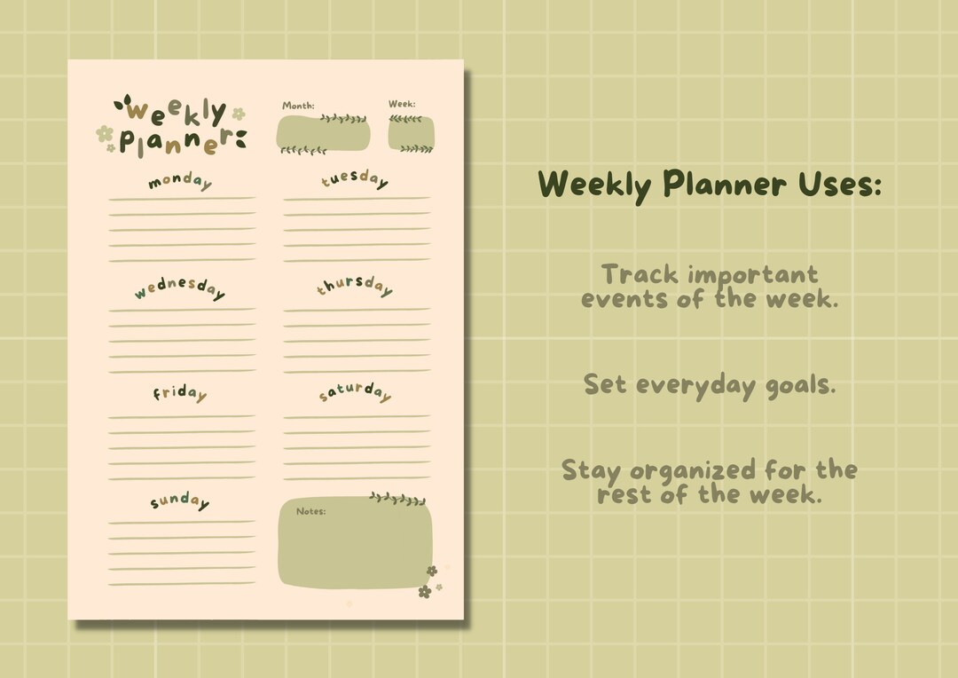Daily Task Personalized Undated Planner Digital Download Organizer - Etsy