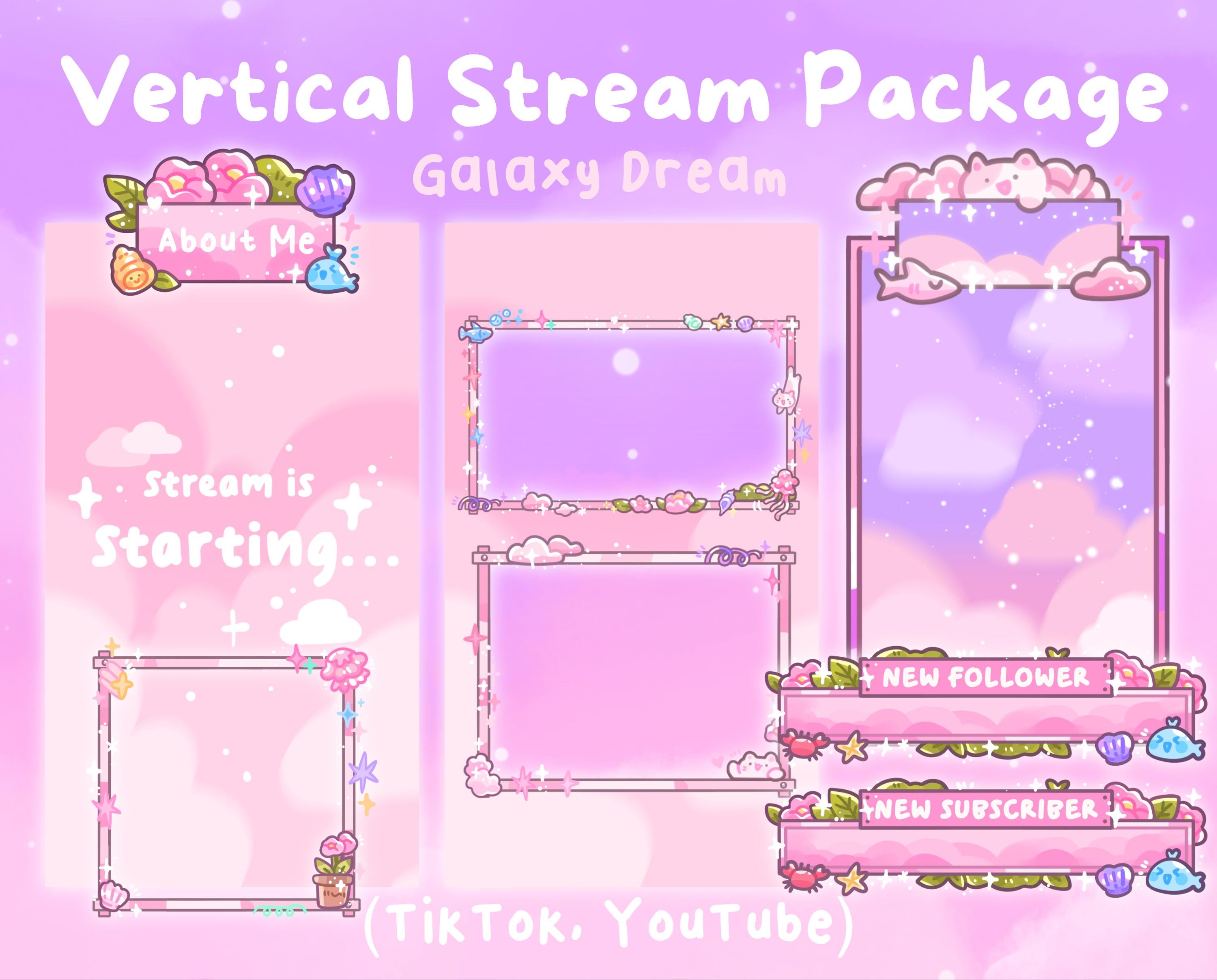 Pink Celestial Tiktok Stream Overlay Package: Animated Vtuber Graphics ...