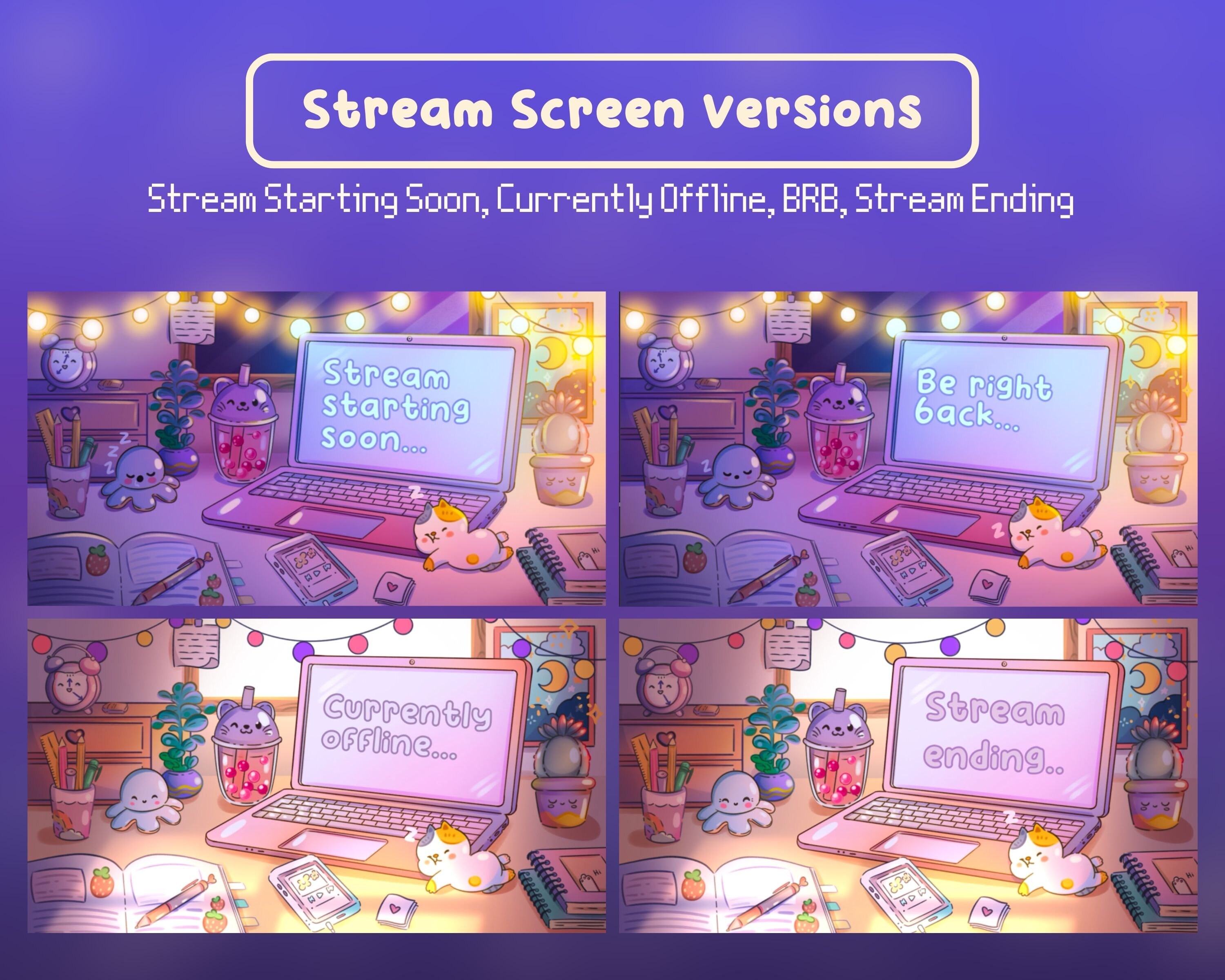 4 Animated Lofi Twitch Screens Stream Screens Cozy Twitch - Etsy Australia