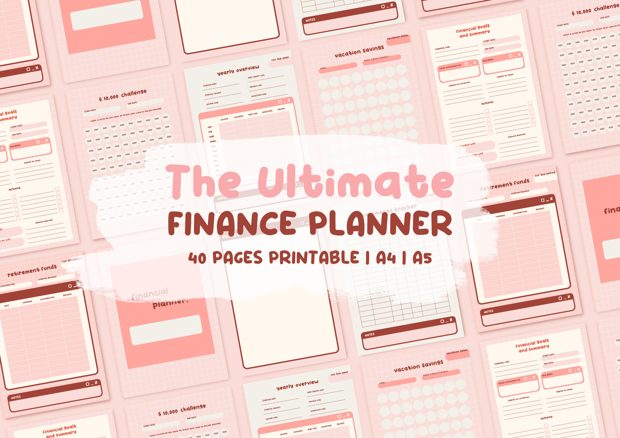 Printable Budget Planner Bundle Pink Budget Planner Kit - Etsy