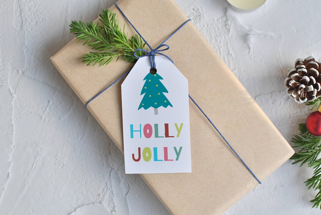 CHRISTMAS GIFT TAG - Holly Jolly Tag for Presents! Canva Template for ...