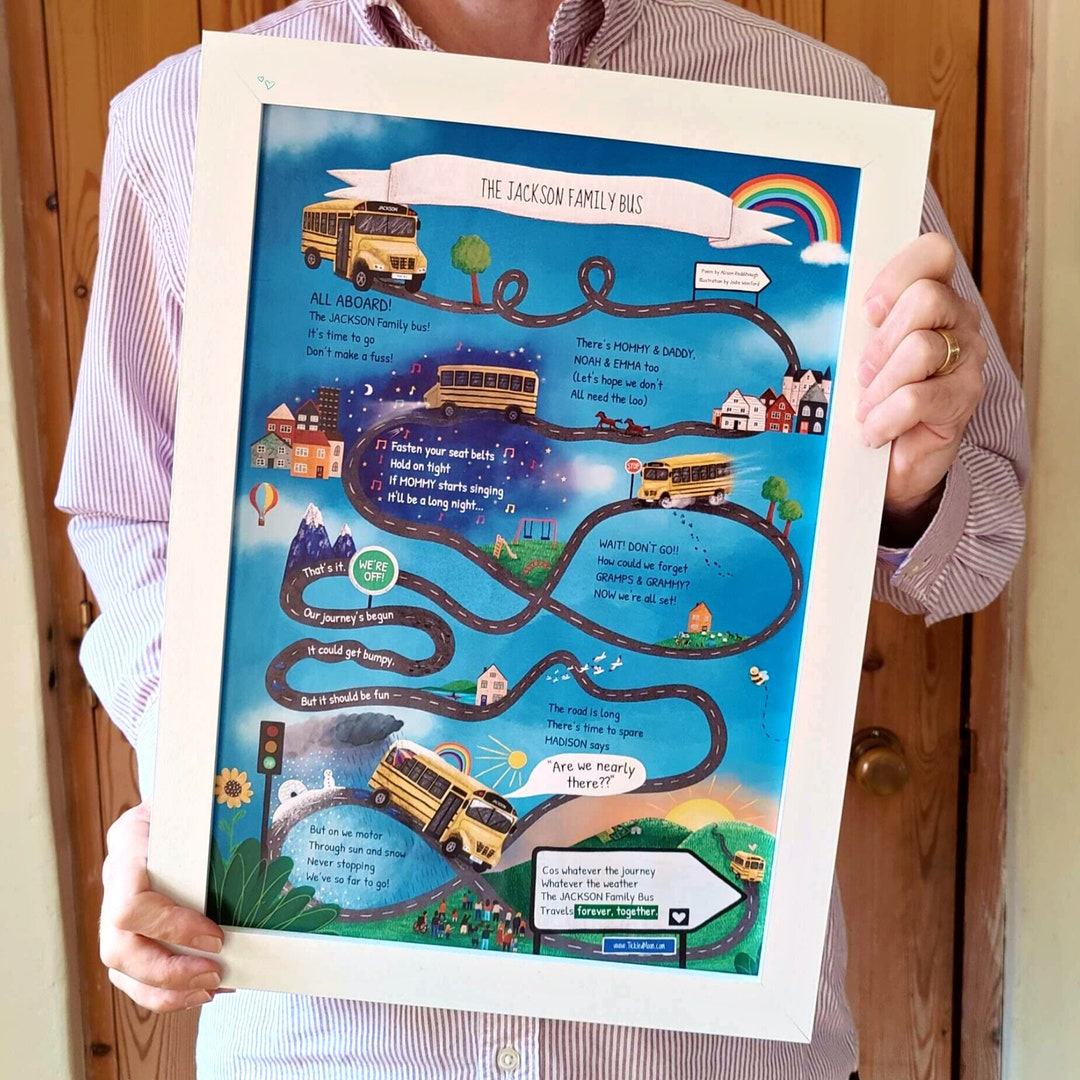 Gift for Daddy -'the Family Bus' Personalized Print - With ALL the ...