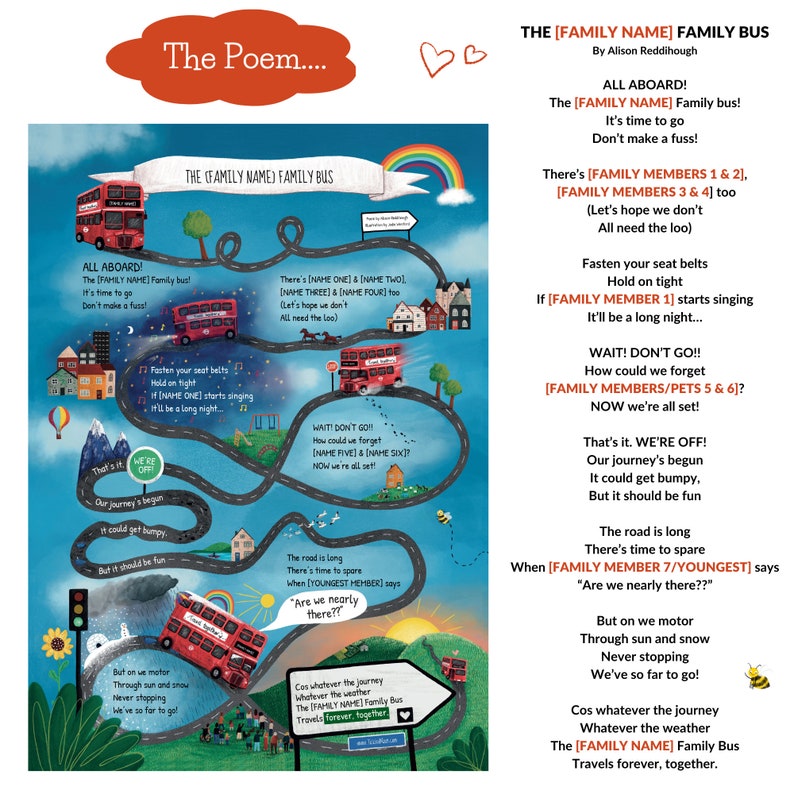 Personalized Family Bus Poem Print – Unique Mother's Day Gift - Etsy