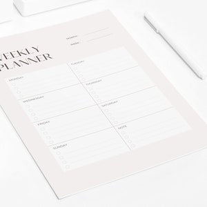 Weekly Planner Printable Portrait Minimalist Weekly Schedule - Etsy