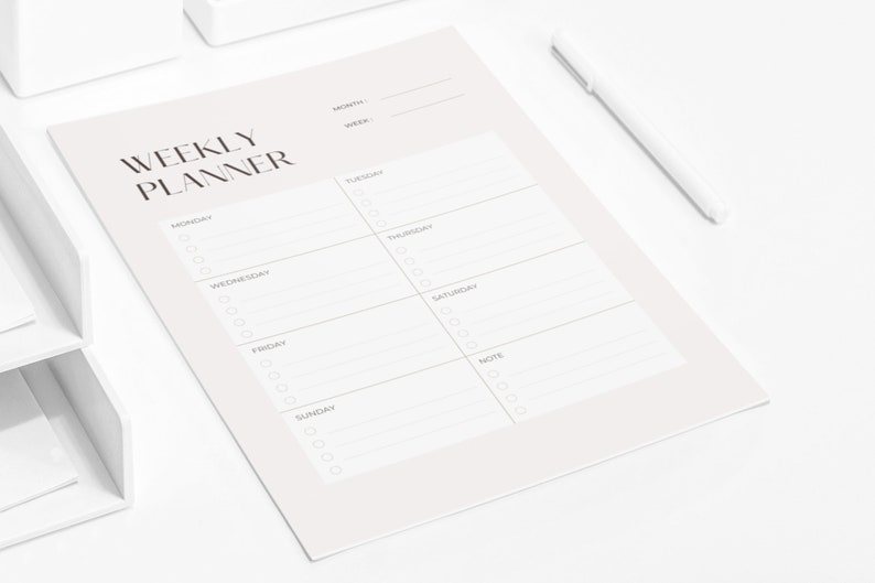 Weekly Planner Printable Portrait Minimalist Weekly Schedule - Etsy