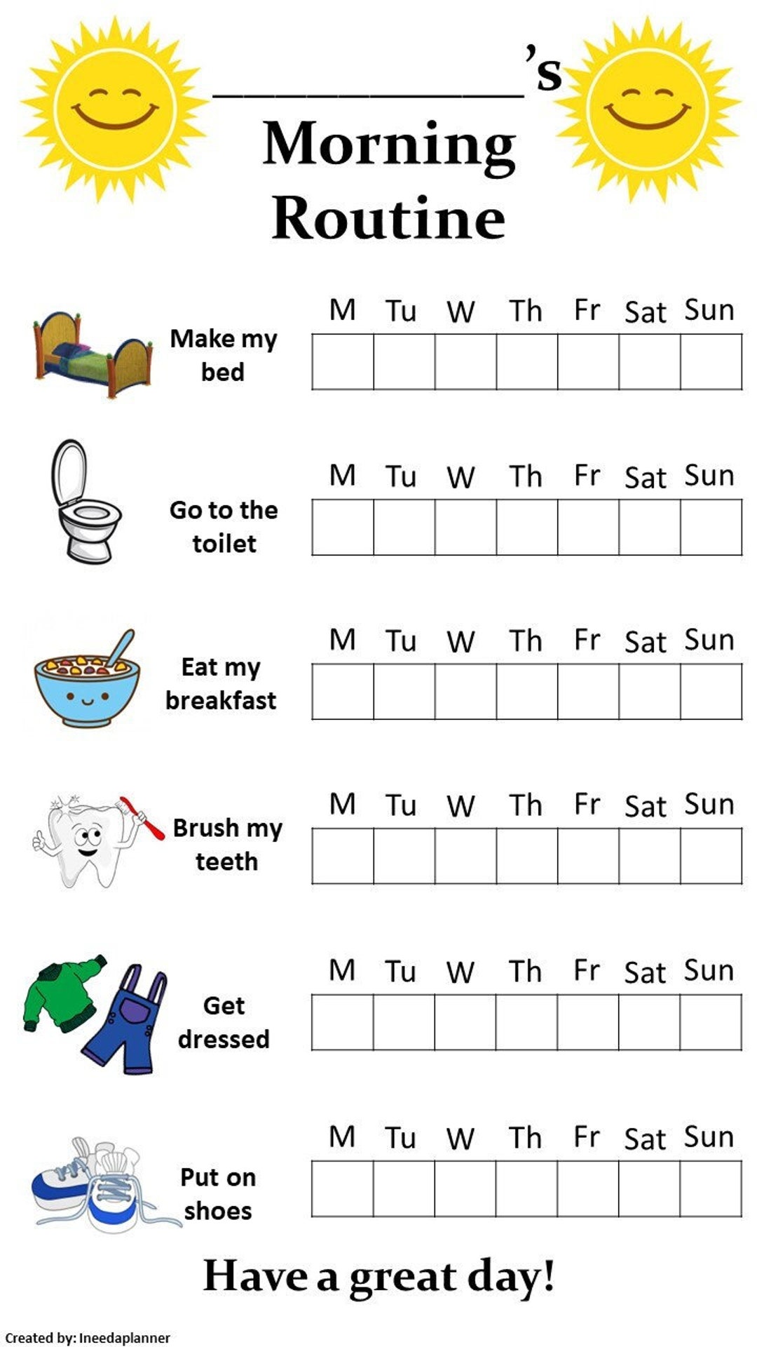 Good Morning Chore List, Childrens Job Poster, Daily Task List, Morning ...