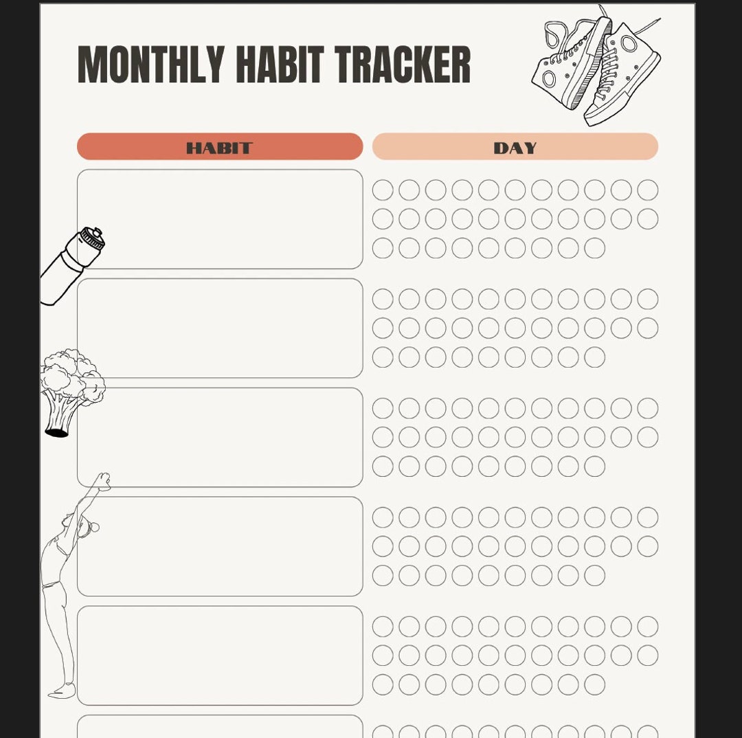 Habit Tracker, Simple, Monthly, Goals, for Him, for Her, for Them, for ...