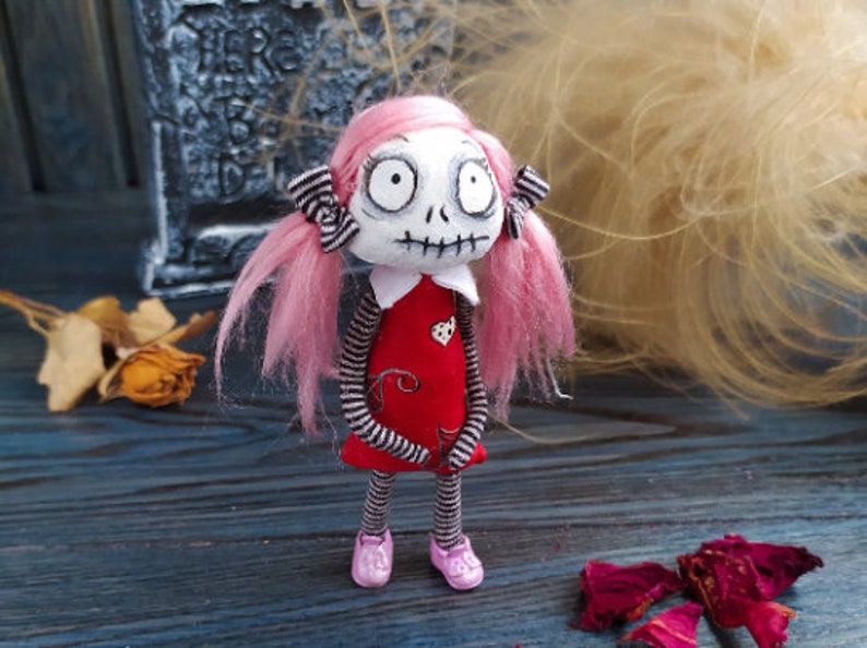 Zombie Voodoo Doll With Pink Hair Pastel Goth Decor Death Doll - Etsy