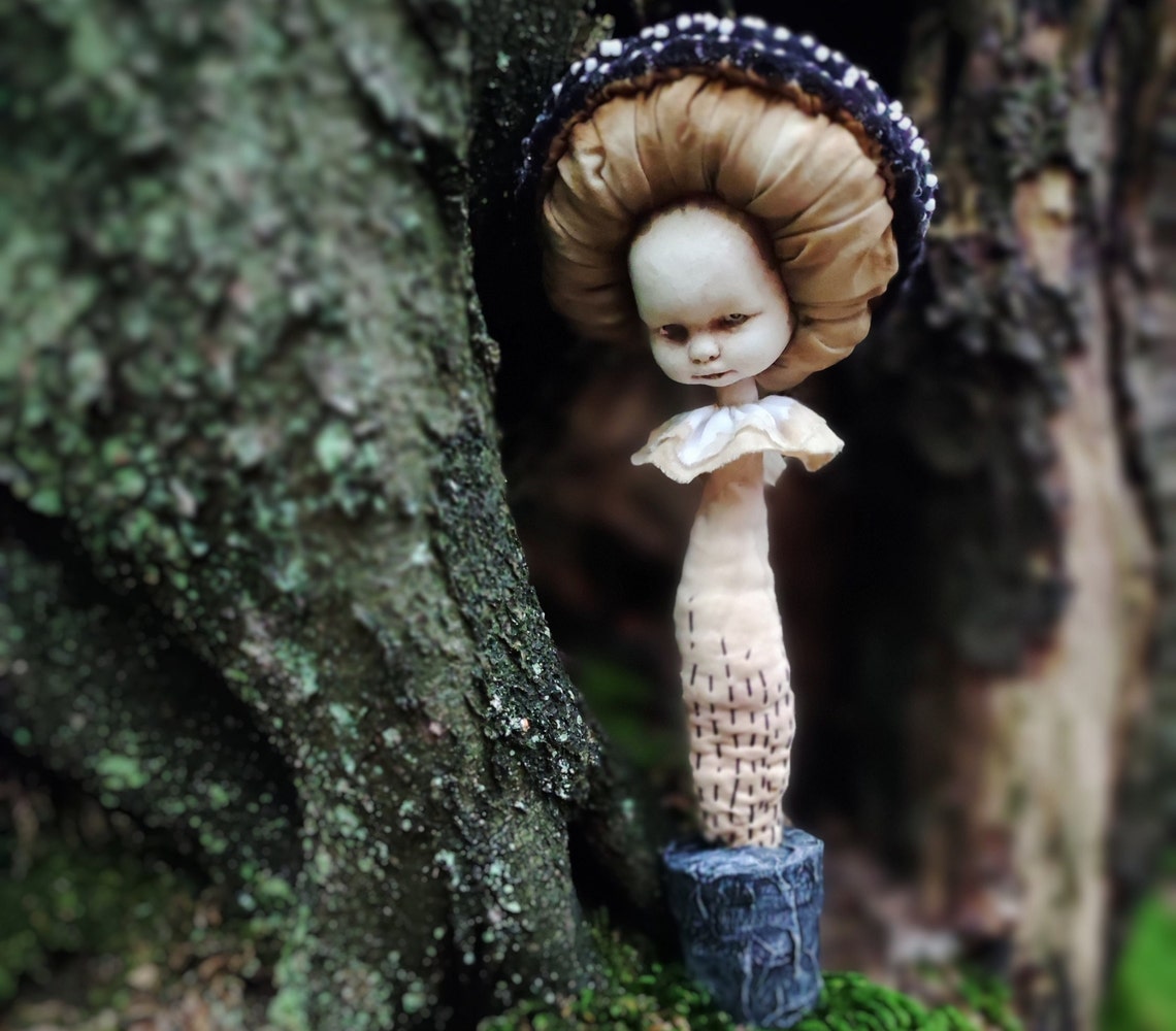 Mushroom Plush Gothic Home Decor Spooky Art Doll Cottagecore - Etsy