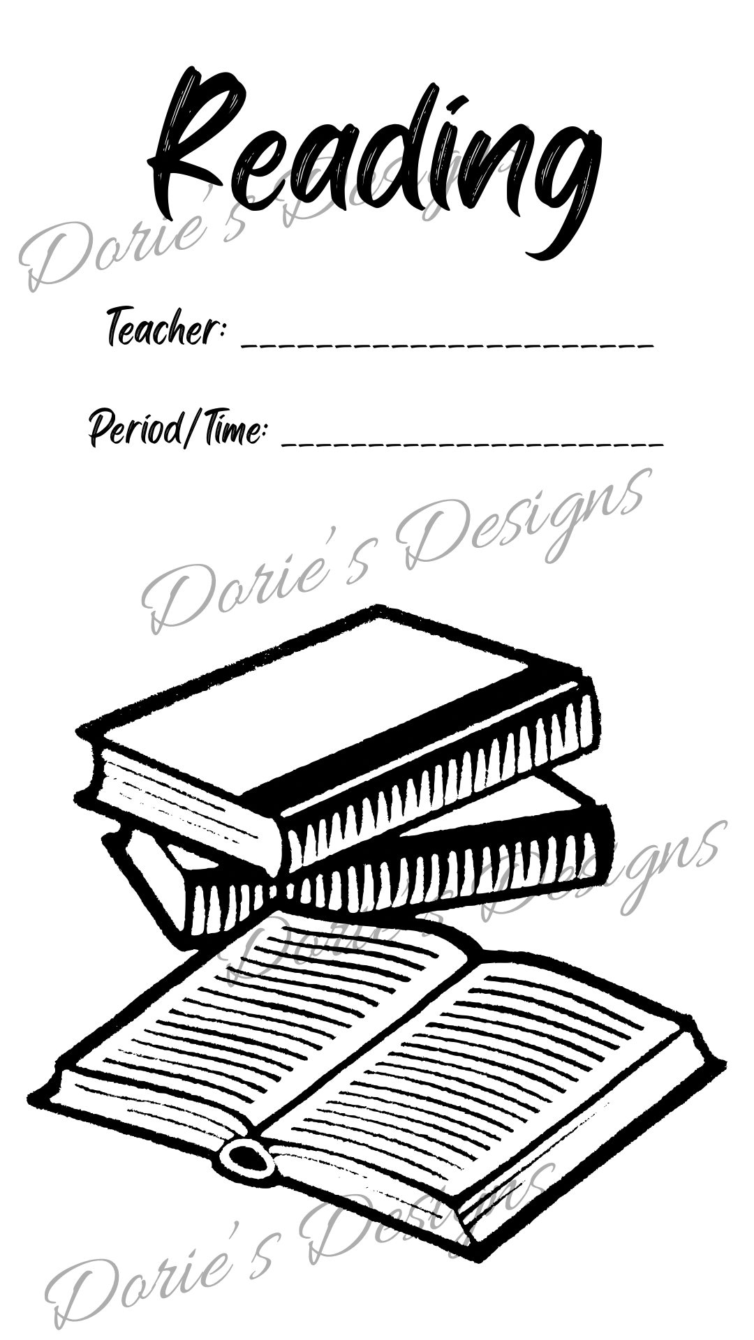 Reading Binder Cover PNG PDF, Printable Class Cover to Stay Organized ...