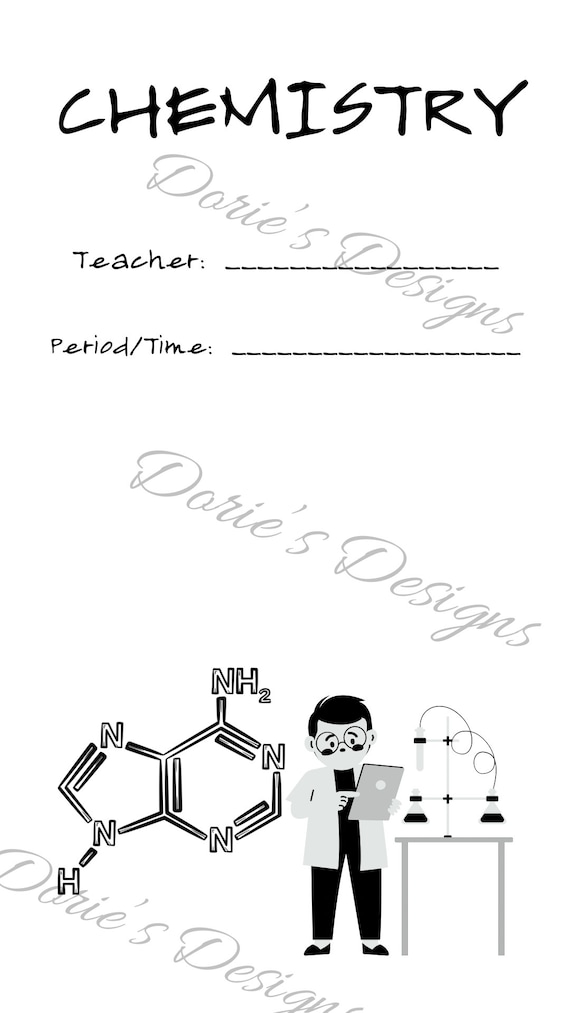 Chemistry Binder Cover PNG PDF Binder Cover to Stay Organized - Etsy