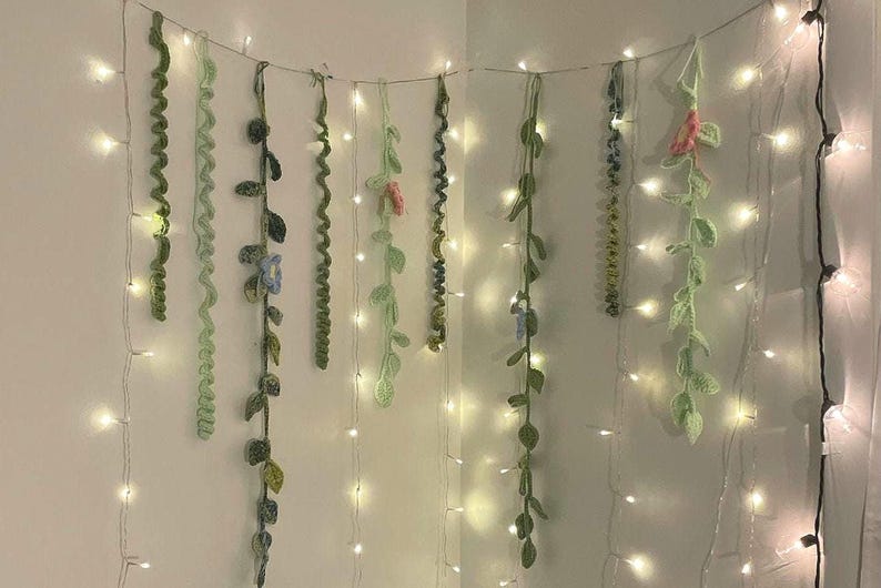 Crochet Hanging Vines With Flowers - Etsy