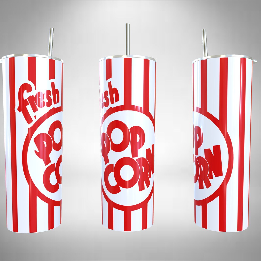 Popcorn Bucket Tumbler Wrap - Popcorn Bucket - 20 Ounce Skinny Tumbler ...