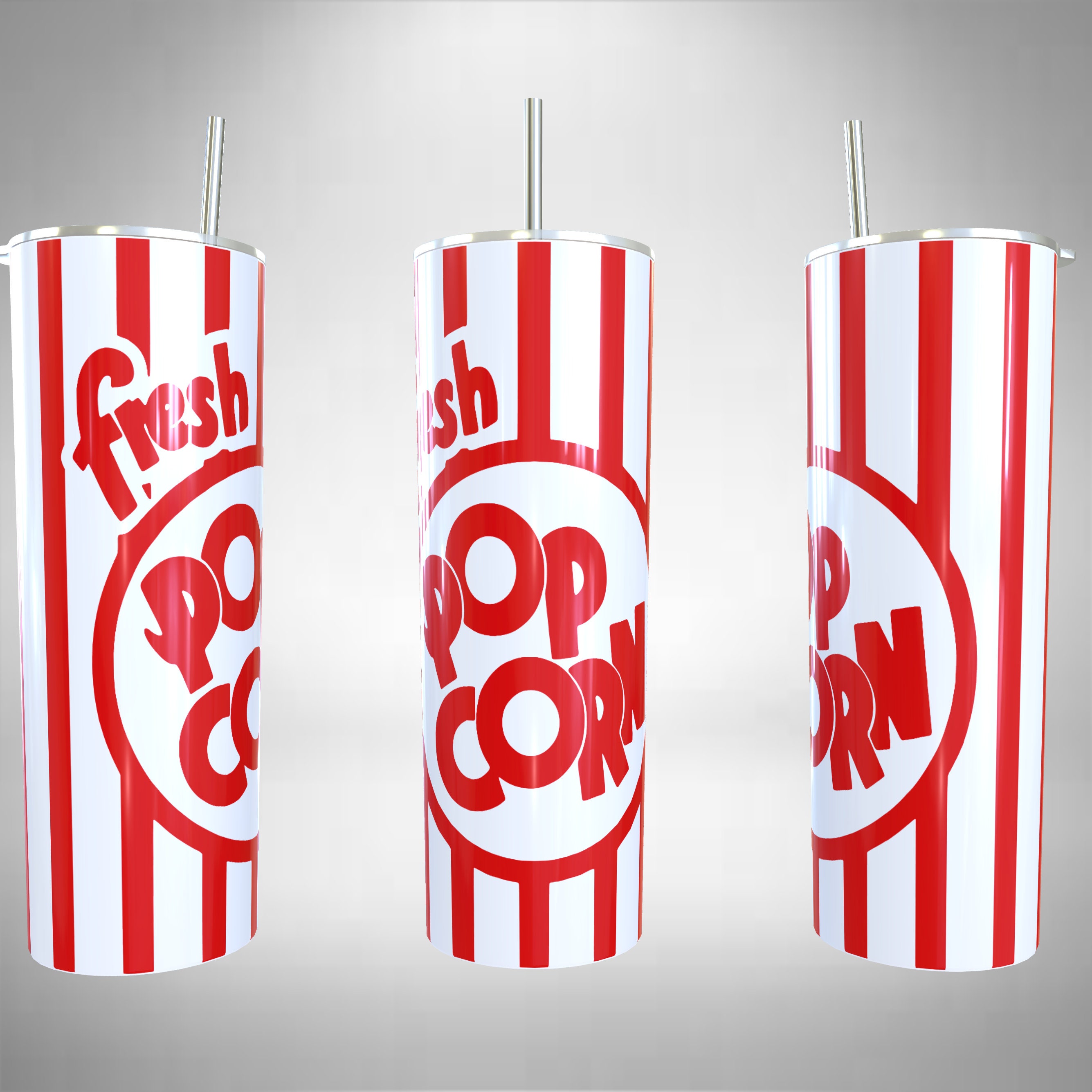 Popcorn Bucket Tumbler Wrap - Popcorn Bucket - 20 Ounce Skinny Tumbler ...