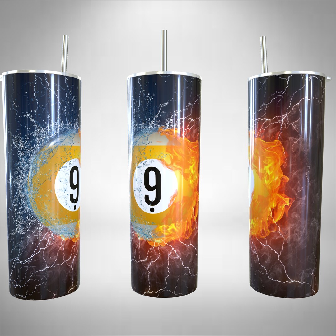 Billiards Tumbler Wrap , 20oz Skinny Pool Tumbler Wrap, Sublimation PNG ...