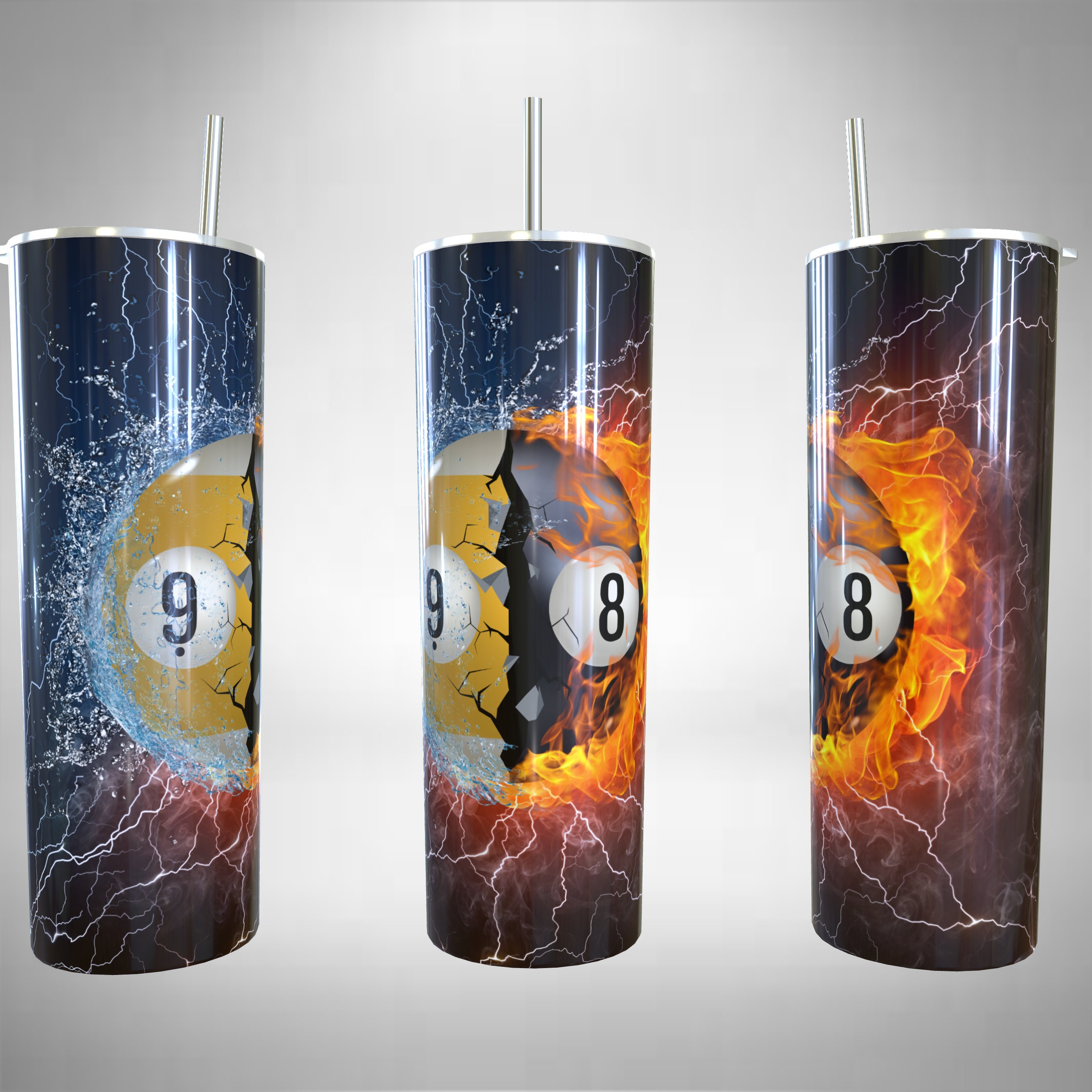 Billiards Tumbler Wrap , 20oz Skinny Pool Tumbler Wrap, Sublimation PNG ...