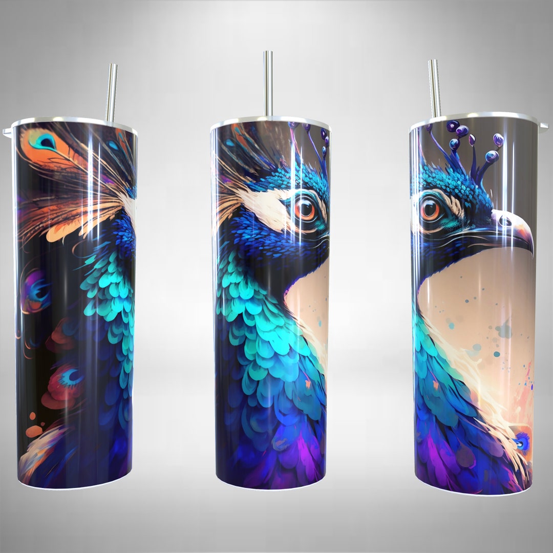 Alcohol Ink Peacock Tumbler Wrap 20oz Skinny Tumbler Sublimation Design ...