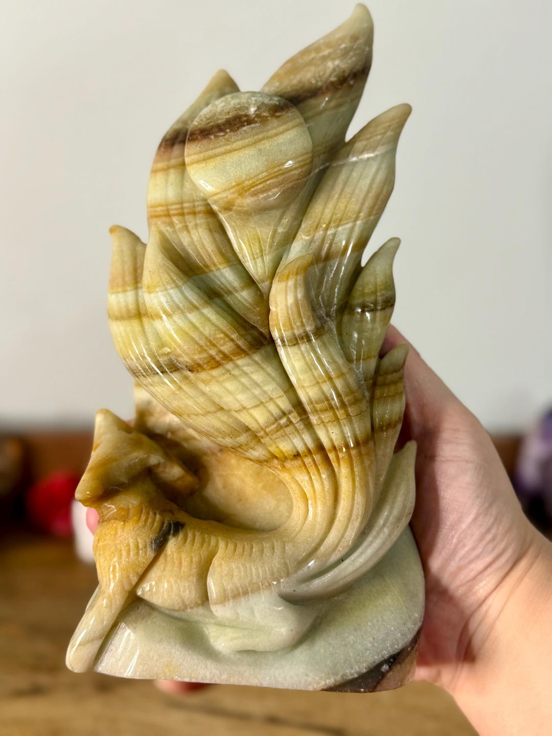 Banded Calcite Nine-tailed Fox Carving | Crystal Guardian of Protection ...