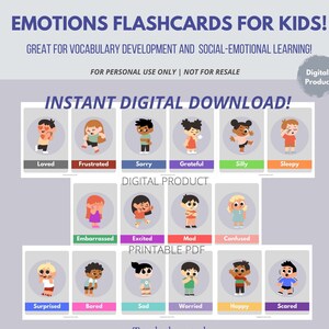 Emotions Flashcards for Kids, Preschoolers, Toddlers | Social Emotional ...