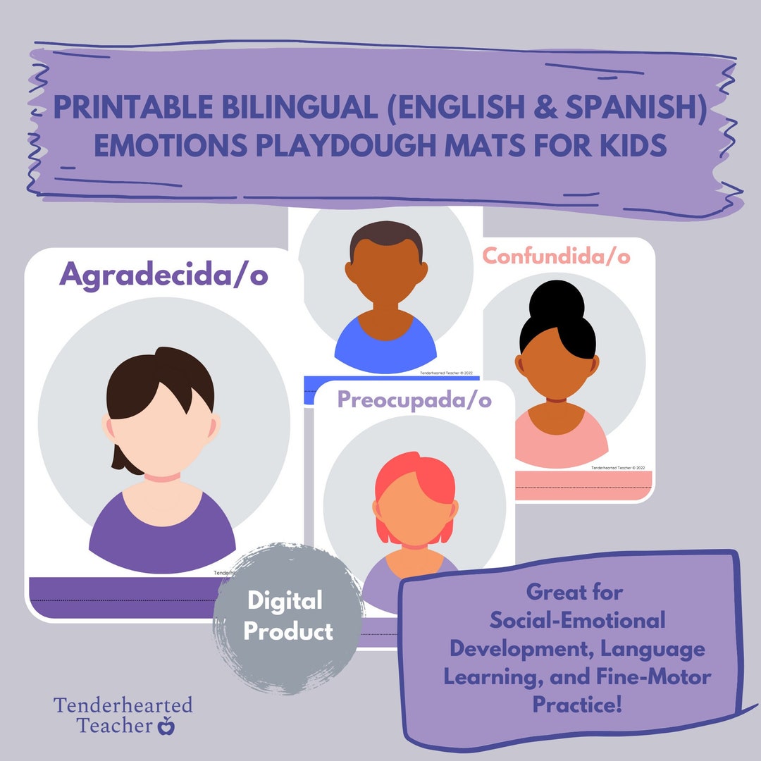 Bilingual Emotions Playdough Mats (english & Spanish) Kids ...