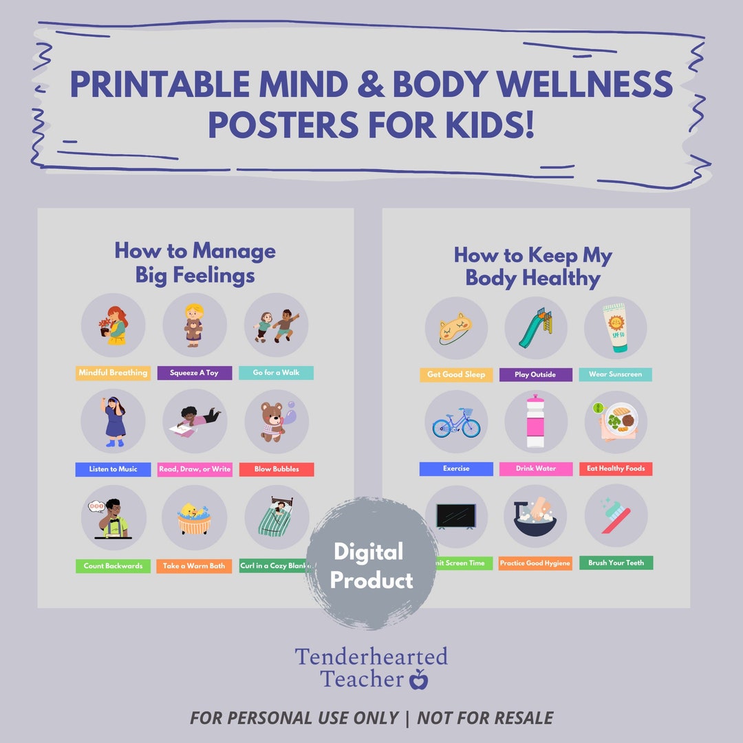 Wellness | Mindfulness Mini Posters, Kids | Preschool | Toddler ...