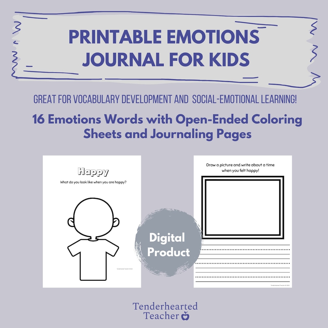 Emotions Journal for Kids, Preschoolers, Toddlers | Social Emotional ...