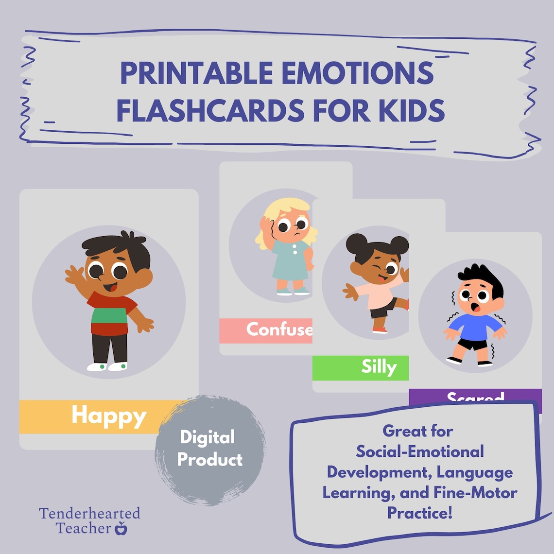 Emotions Flashcards for Kids, Preschoolers, Toddlers | Social Emotional ...