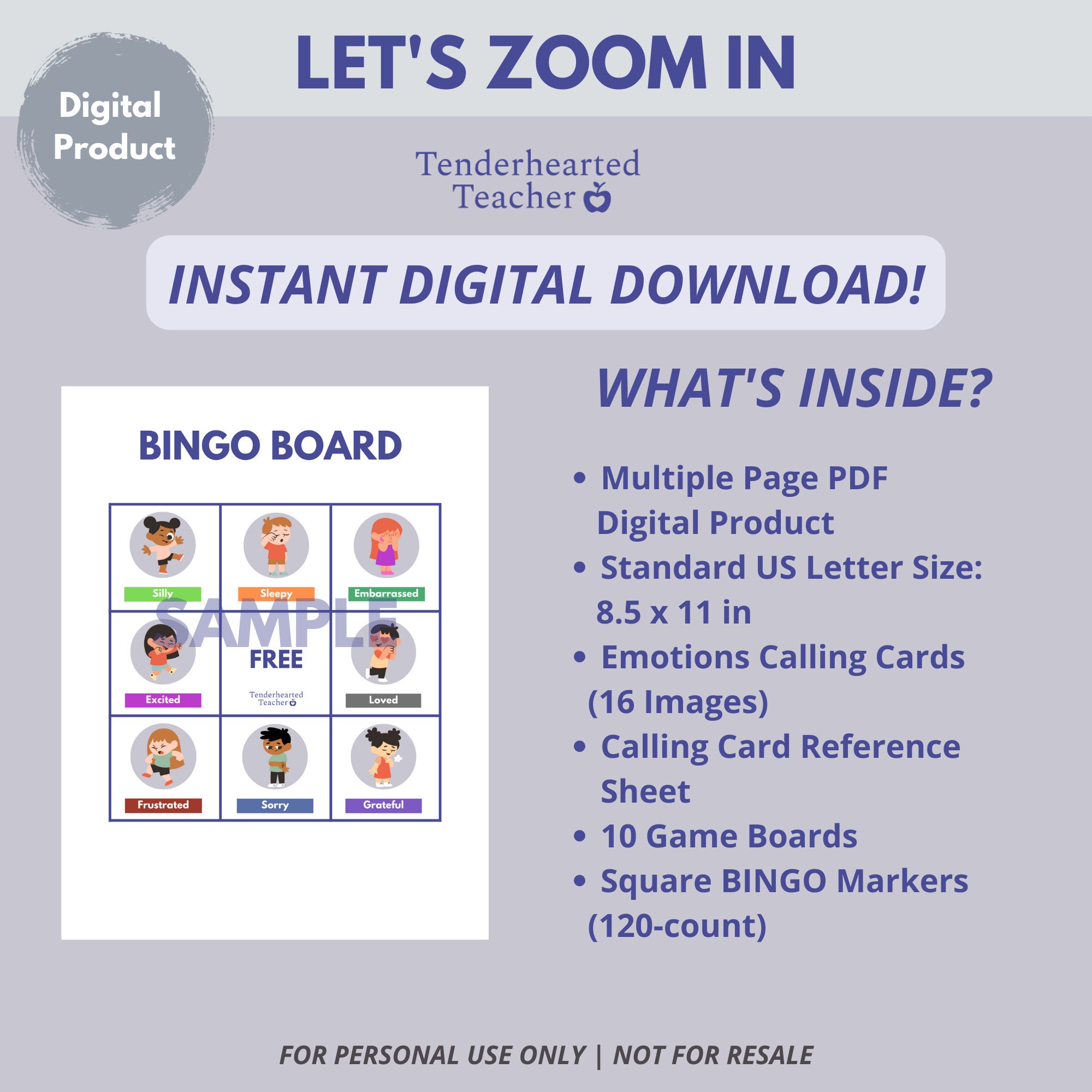Emotions BINGO Game for Kids, Preschoolers, Toddlers | Social Emotional ...