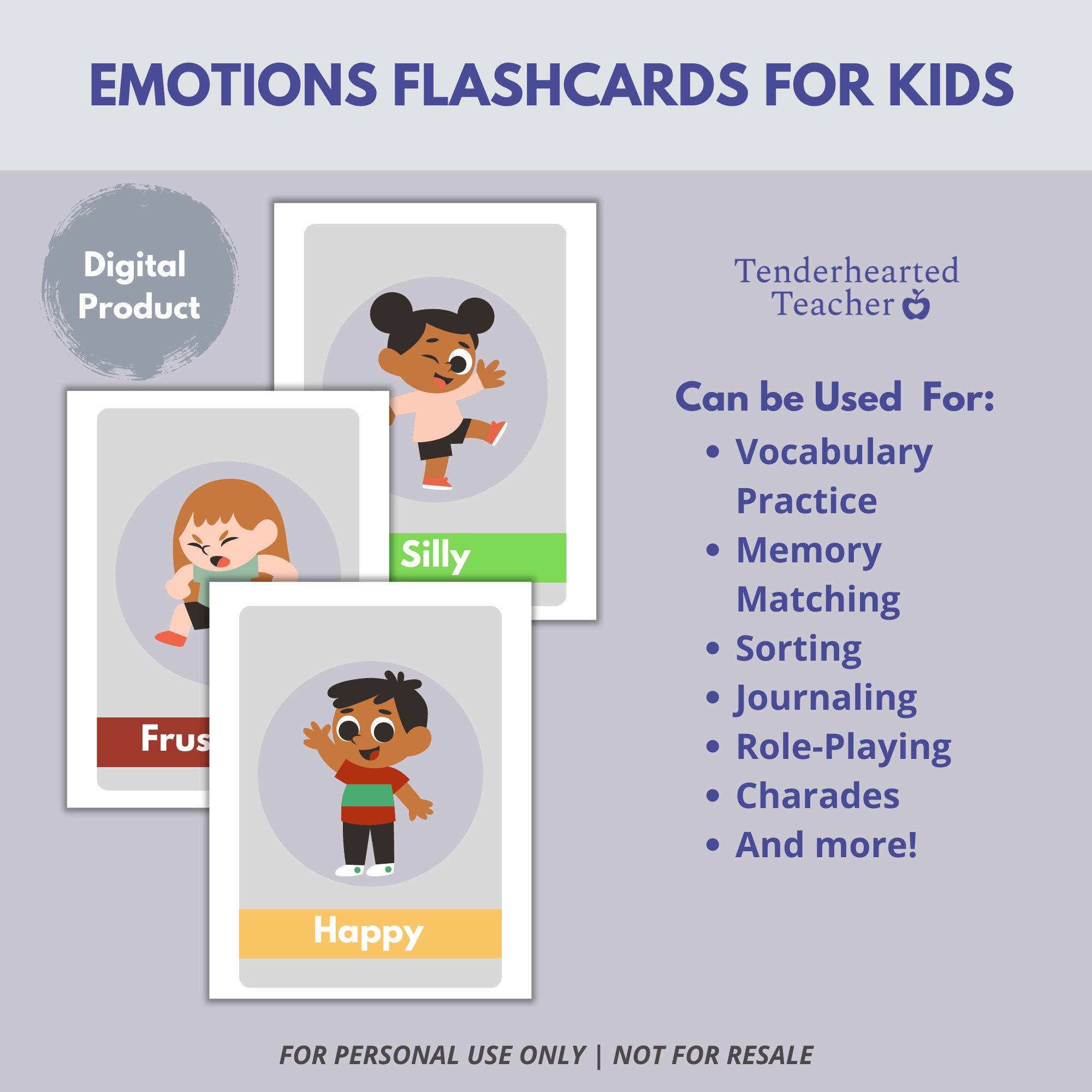 Emotions Flashcards for Kids, Preschoolers, Toddlers | Social Emotional ...
