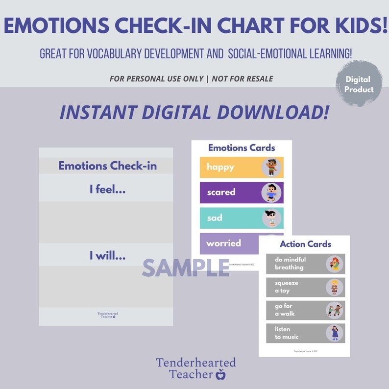 Emotions Check-in Chart for Kids Preschoolers Toddlers - Etsy