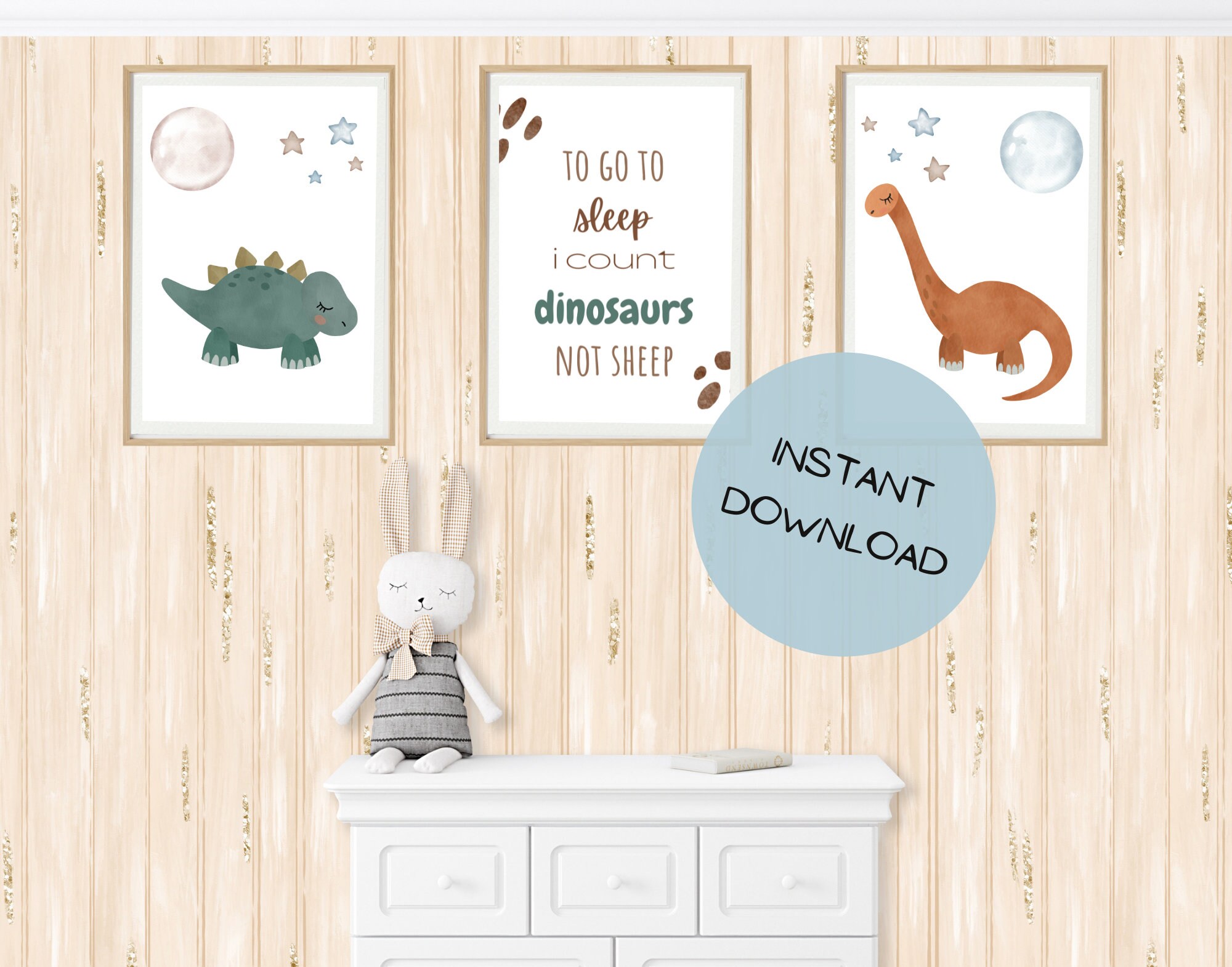 Dinosaur Nursery, Boho Printable, Set of 3, Dinosaur Poster, Dinosaur ...