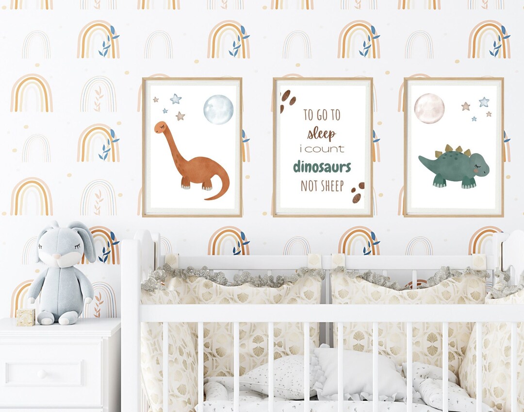 Dinosaur Nursery, Boho Printable, Set of 3, Dinosaur Poster, Dinosaur ...