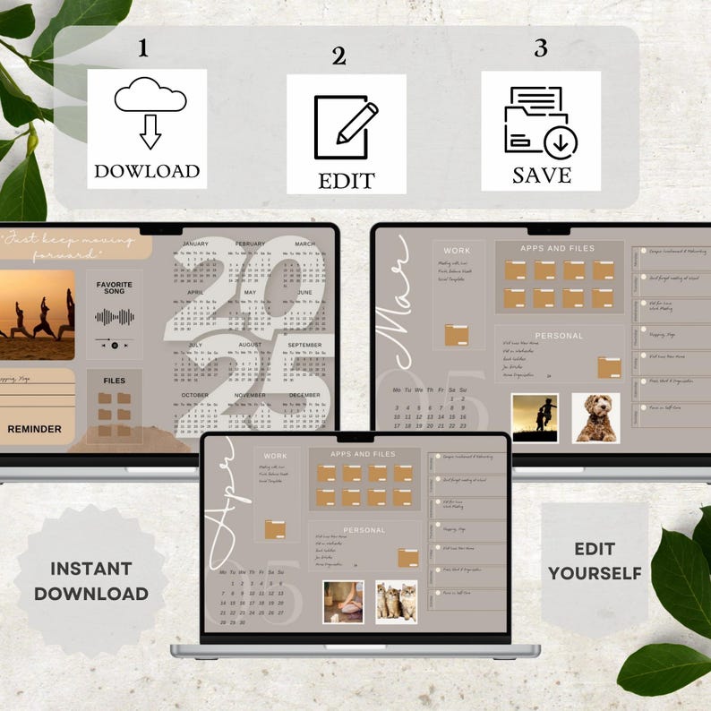 Customizable Desktop Wallpaper Organizer 2025 Digital Weekly Planner ...