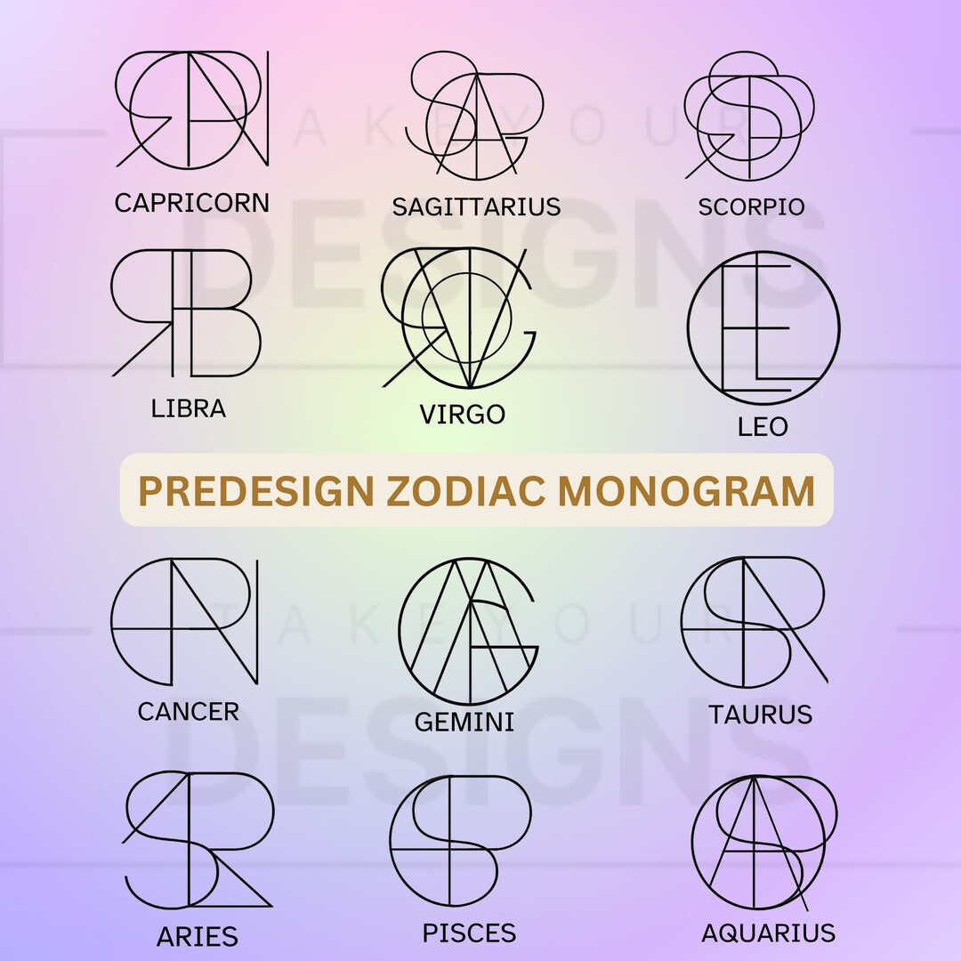 Premade Zodiac Monogram Design Custom Horoscope Design Professional ...