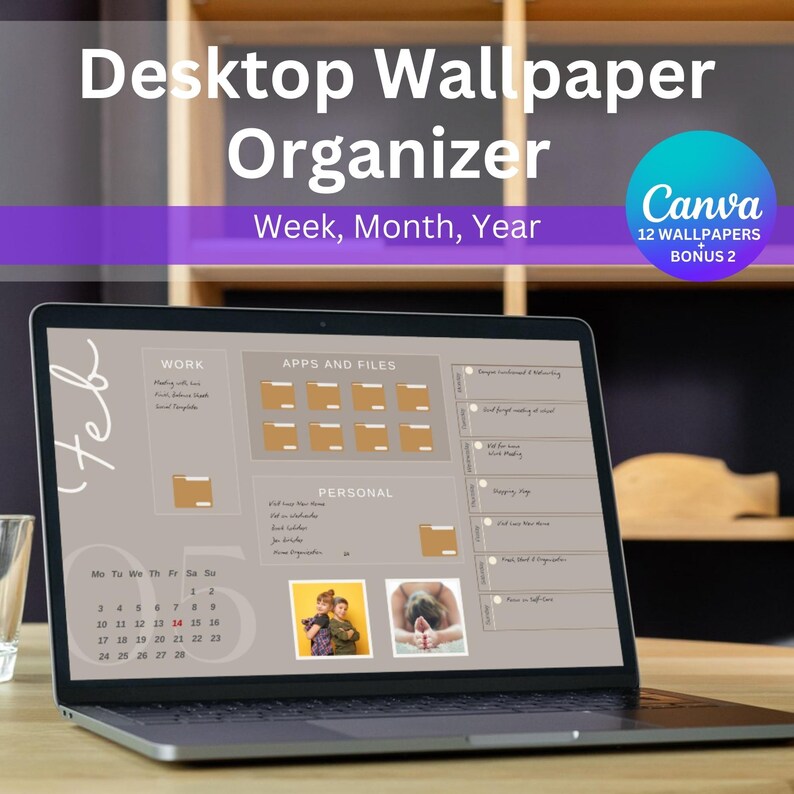 Customizable Desktop Wallpaper Organizer 2025 Digital Weekly Planner ...