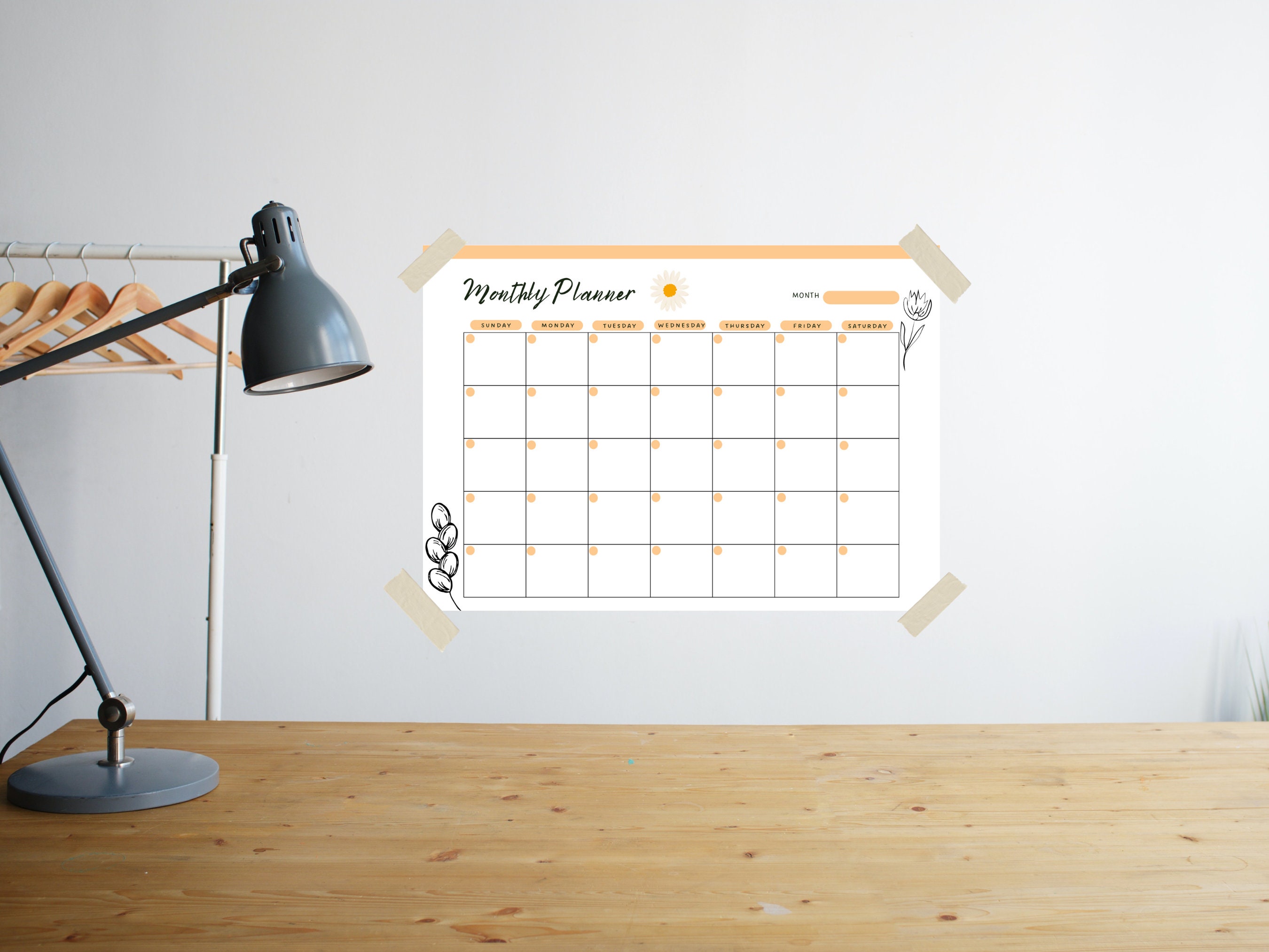 Printable Blank Monthly Planner With Seven Color Options, Sunday/monday ...
