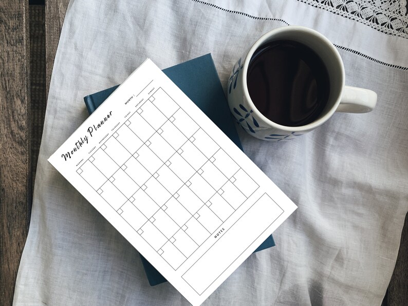 Blank Monthly Planner, Printable Planner, PDF, Minimalist Planner, A4 ...