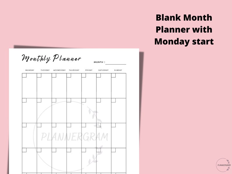 Blank Monthly Planner Printable Planner PDF Minimalist - Etsy
