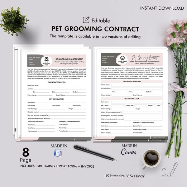 Editable Grooming Report Card - Etsy