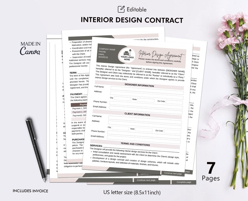 Interior Design Contract Agreement Design Services Terms - Etsy