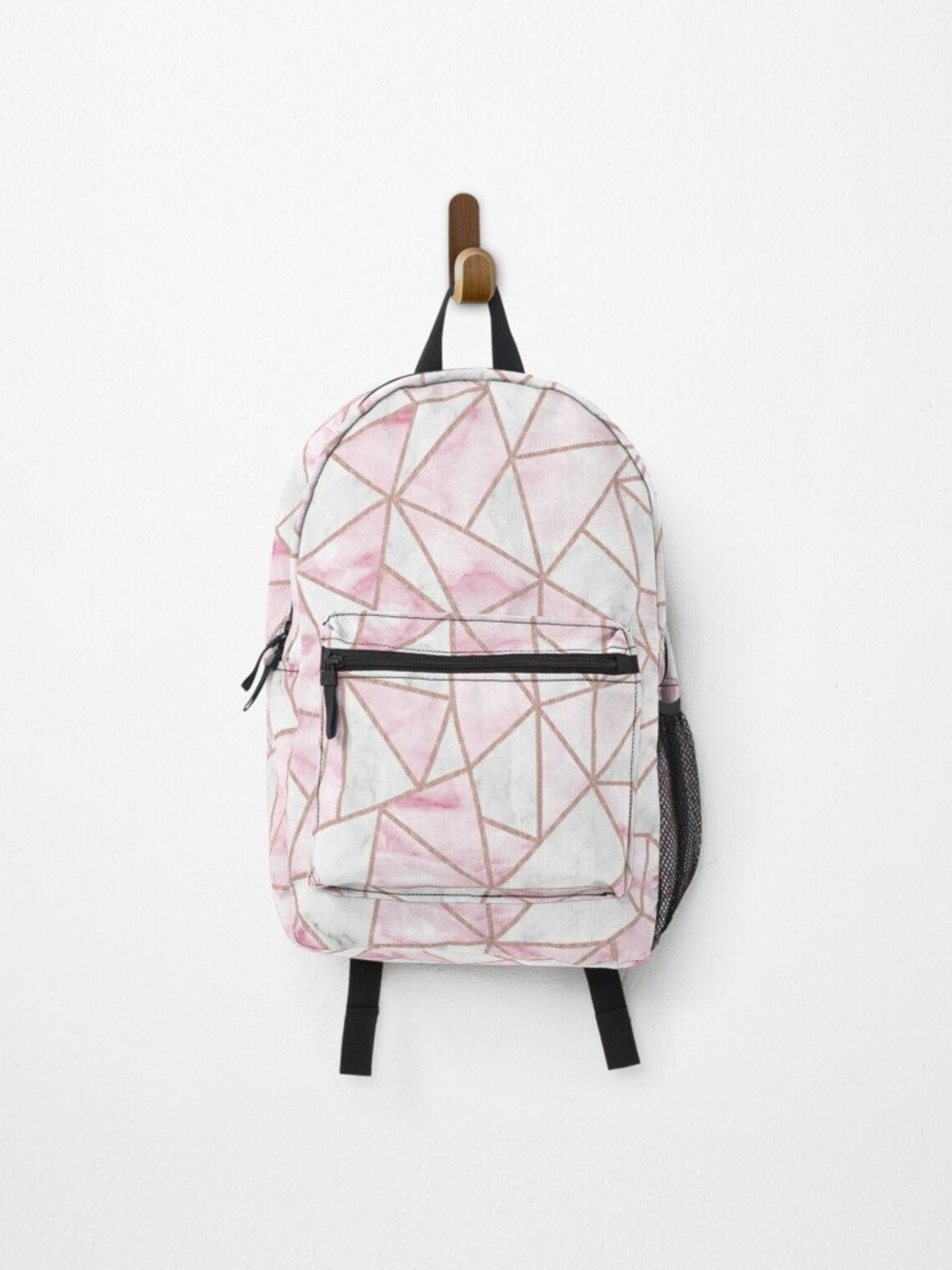 Geometric Marble Backpack | Pink Marble Backpack | Travel Backpack ...